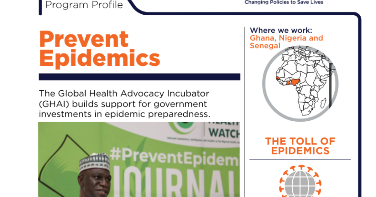 Global Health Advocacy Incubator - Program Profile: Prevent Epidemics